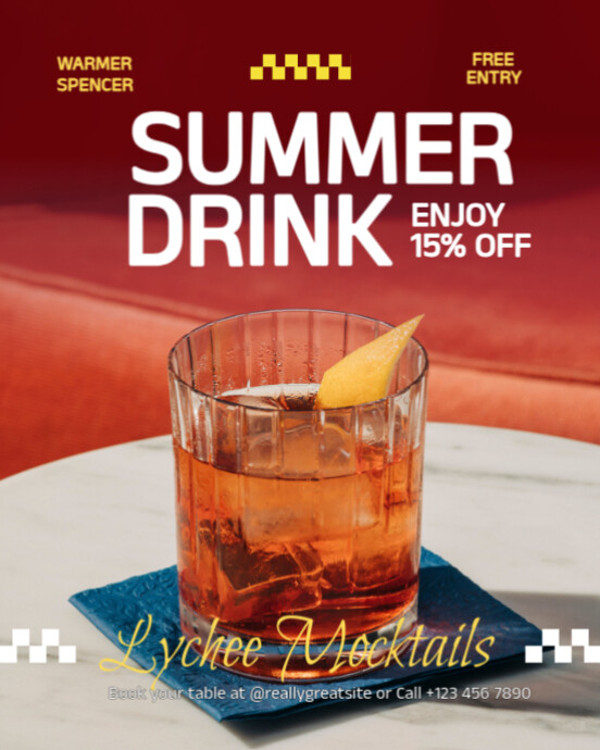 summer drinks summer promotion restaurant promotion Template | PosterMyWall