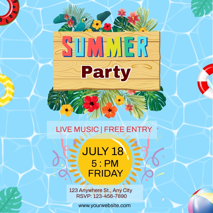 Summer flyers, summer party invitations Template | PosterMyWall