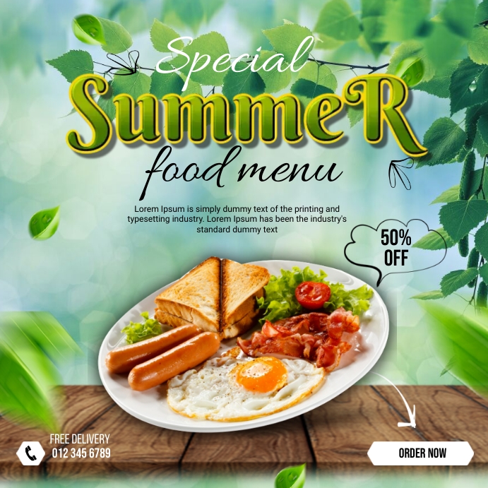 Summer Food Menu Template | PosterMyWall