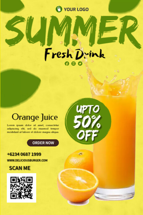 Summer Fresh Drink Ads Template | PosterMyWall