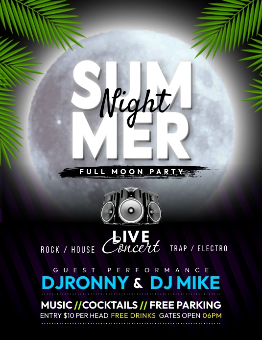 Summer Full moon Party flyer Template | PosterMyWall