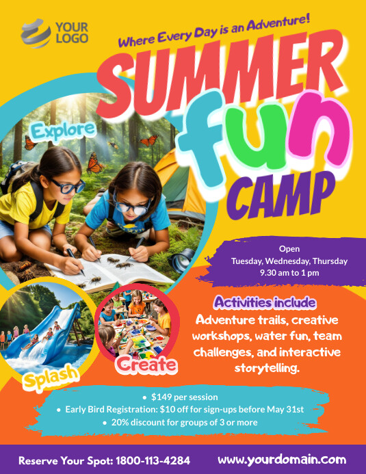 Summer Fun Camp Flyer Poster Template | PosterMyWall