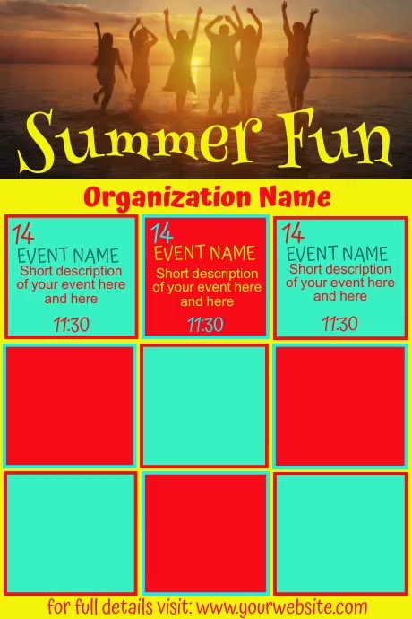 Summer Fun Events Calendar Video Template | PosterMyWall