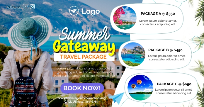 Summer Gateaway Travel Package Facebook Post Template | PosterMyWall