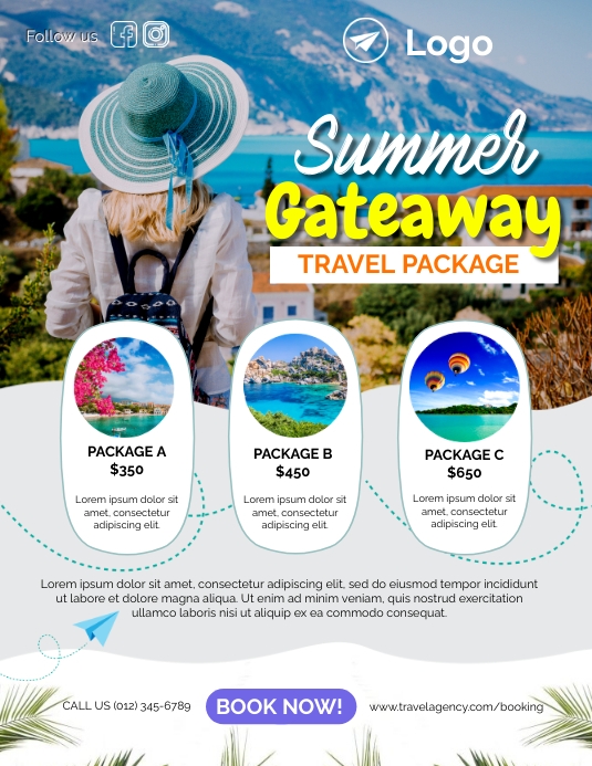 Summer Gateaway Travel Package Flyer Template | PosterMyWall
