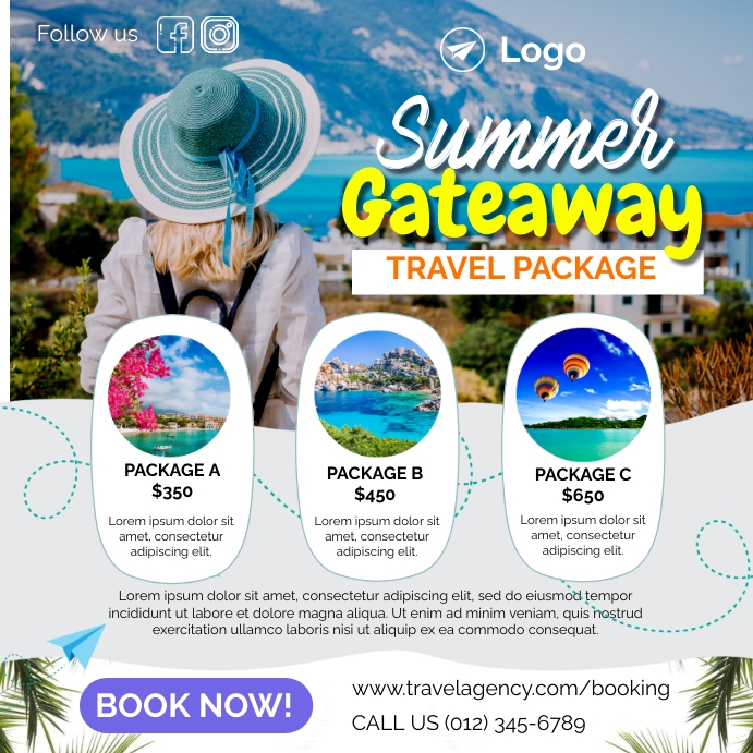 Copy of Summer Gateaway Travel Package Social Media T | PosterMyWall