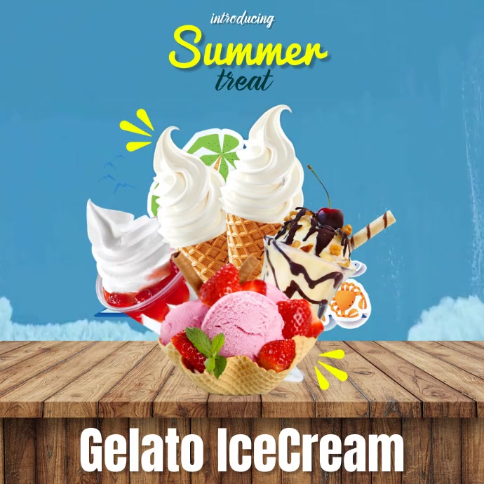Summer Gelato Ice Cream Sea Post Template | PosterMyWall
