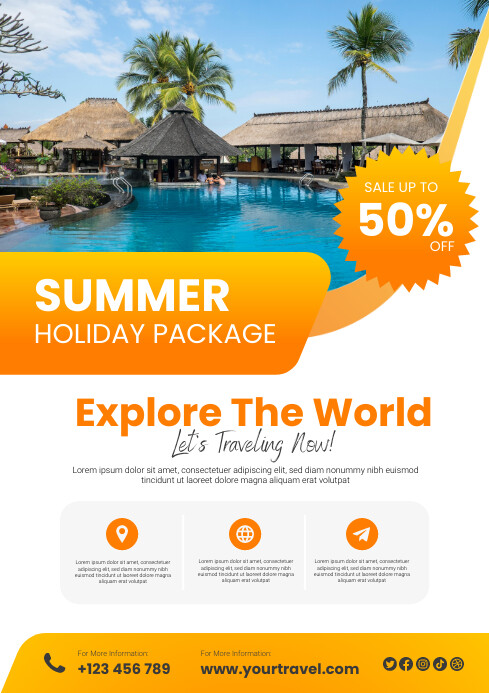 Summer Holiday Package Travel Poster Template | PosterMyWall