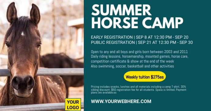 SUMMER HORSE CAMP FLYERS Template | PosterMyWall