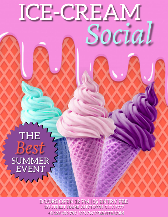 SUMMER ICE-CREAM SOCIAL FLYER TEMPLATE | PosterMyWall