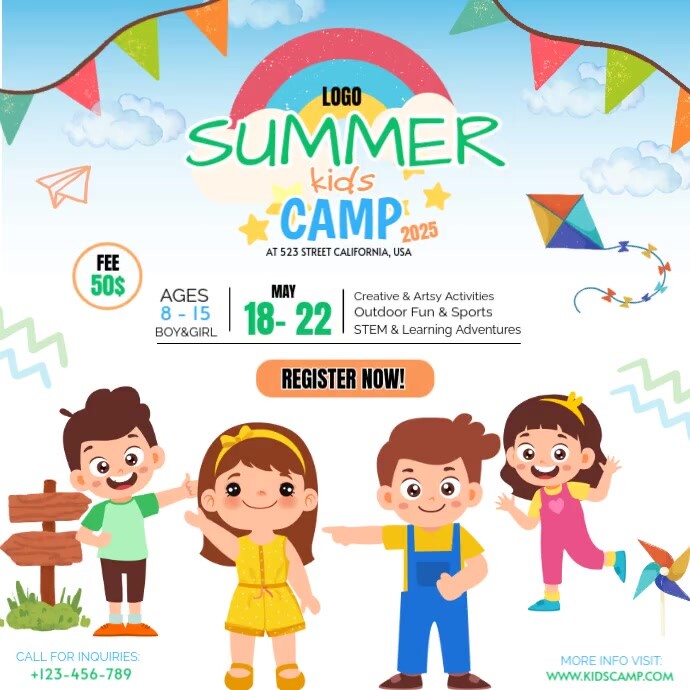 Copy of summer kids camp 2025 poster | PosterMyWall