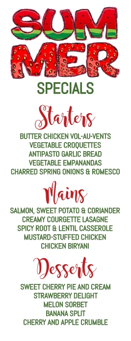 Copy of Summer Menu Template | PosterMyWall