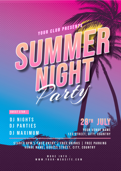 SUMMER NIGHT Template | PosterMyWall