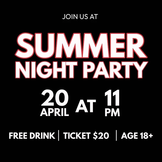 Summer Night Party Ads Template | PosterMyWall