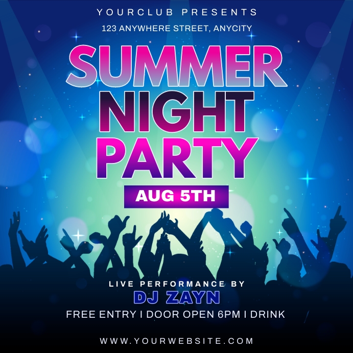 Plantilla de Summer Night Party | PosterMyWall