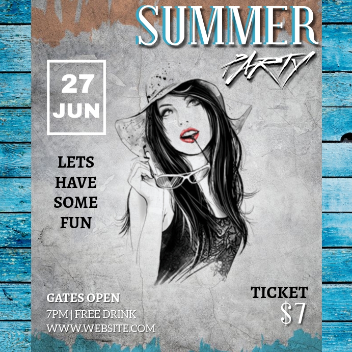 SUMMER PARTY ADVERT AD SOCIAL MEDIA USE Template | PosterMyWall