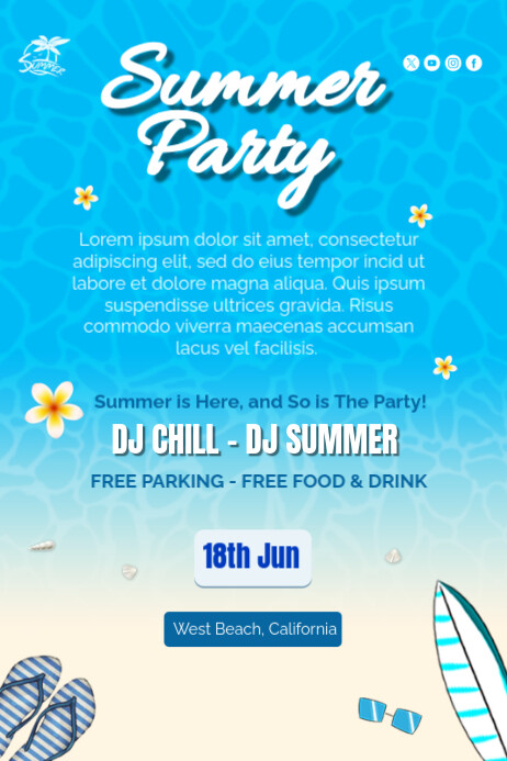 Copy of Summer Party Beach Poster Template Design | PosterMyWall
