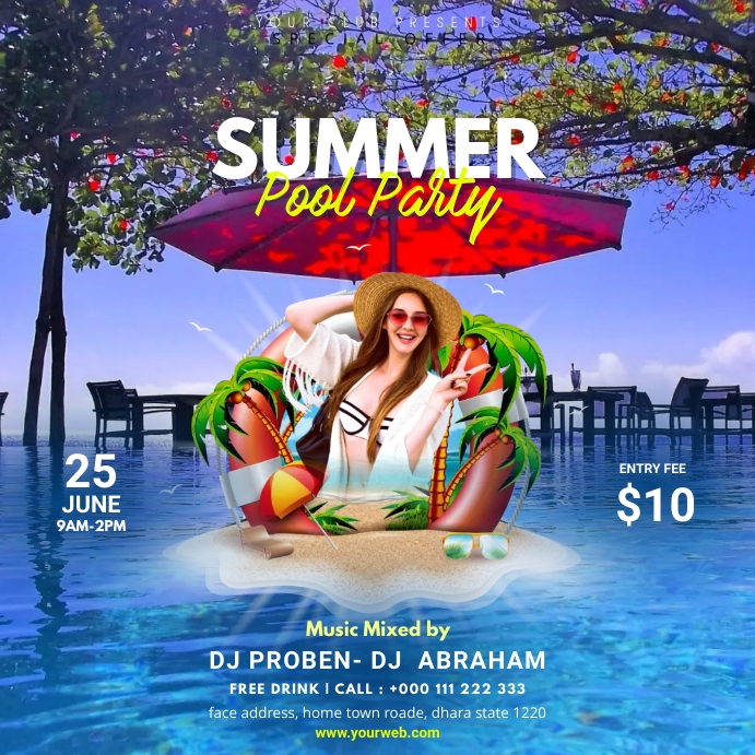 SUMMER PARTY Template | PosterMyWall