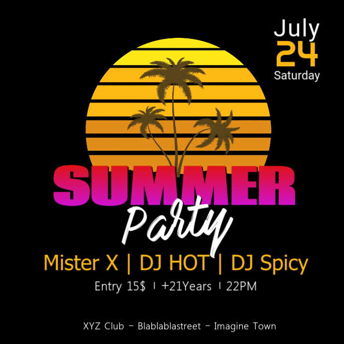 Copy of Summer Party Event Palms Instagram 1:1 | PosterMyWall