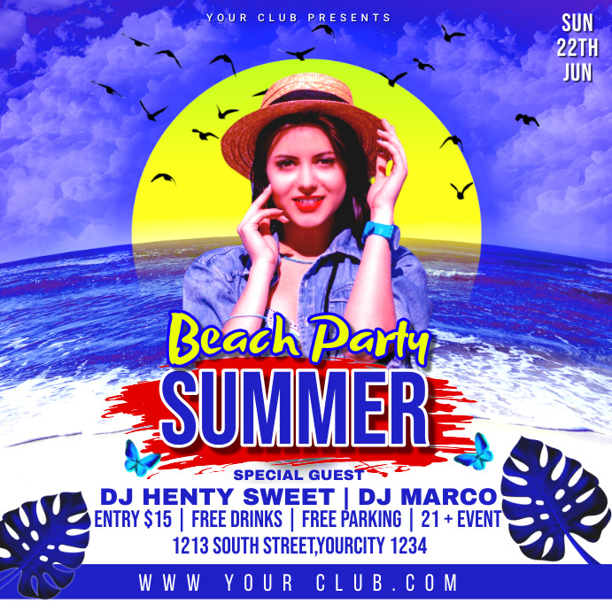 summer party flyer design Template | PosterMyWall