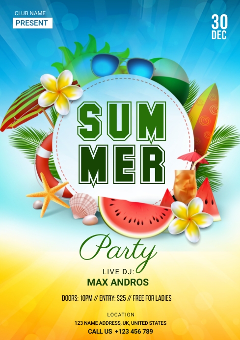 Summer Party Flyer Template | PosterMyWall