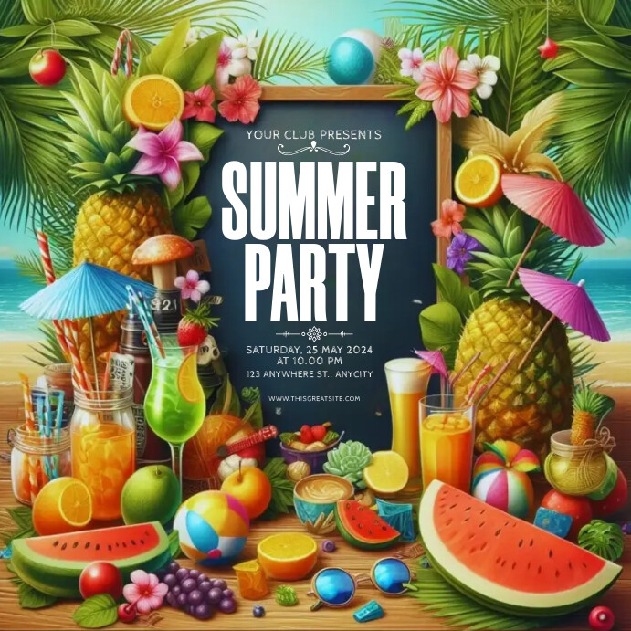 Summer Party Fullolor & Cheerfull Template | PosterMyWall