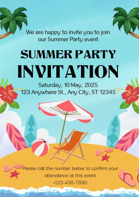 Summer Party Invitation Template | PosterMyWall