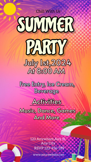 Summer party invitation Template | PosterMyWall