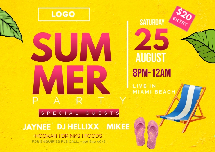 Plantilla de Summer party logo flyer (1) | PosterMyWall