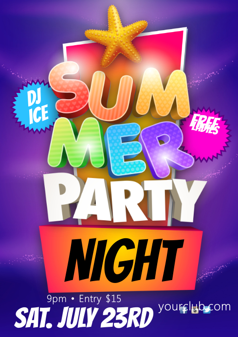 Summer Party Night Template | PosterMyWall