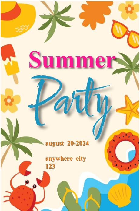 summer party poster and flyer Template | PosterMyWall