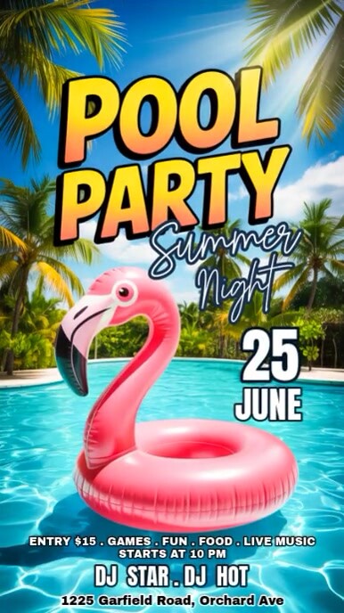 Summer Pool Party 2025 Instagram Template Design | PosterMyWall