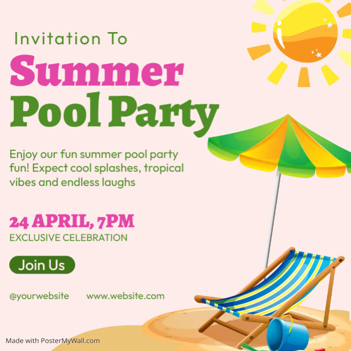 Plantilla de Summer Pool Party Ads | PosterMyWall