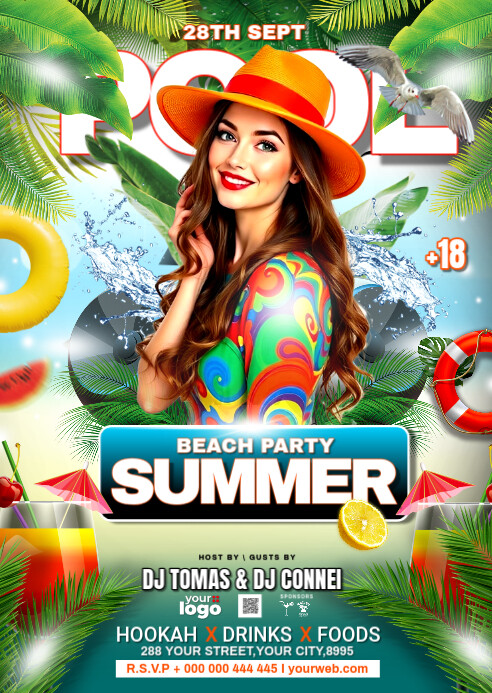 SUMMER POOL PARTY Template | PosterMyWall