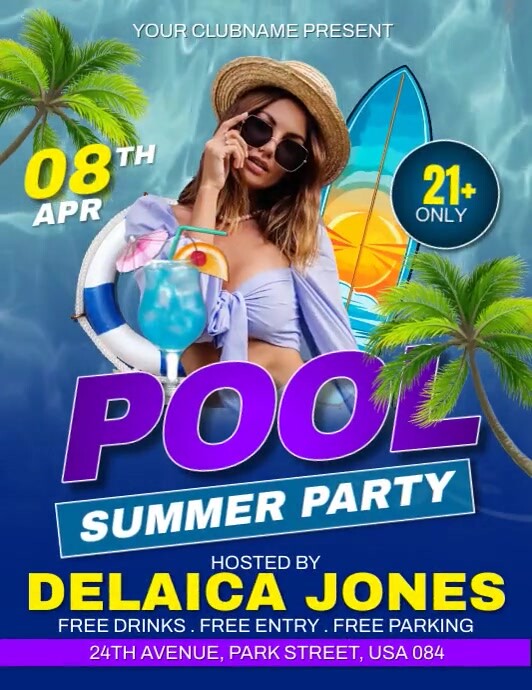 Summer Pool Party Template Postermywall