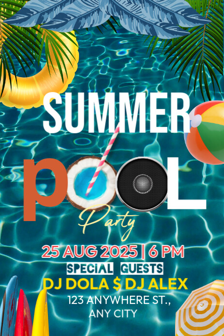 SUMMER POOL PARTY Template | PosterMyWall