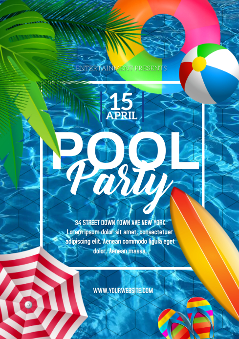 SUMMER Pool Party Template | PosterMyWall