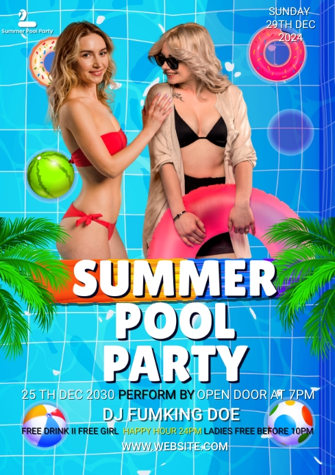SUMMER POOL PARTY Template | PosterMyWall
