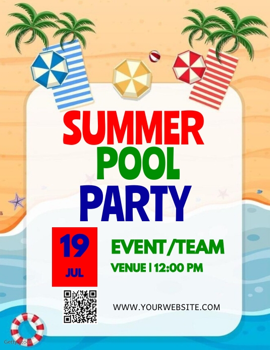 Summer pool party Template | PosterMyWall