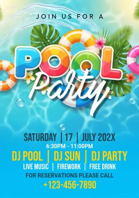 Summer Pool Party Flyer Template | PosterMyWall