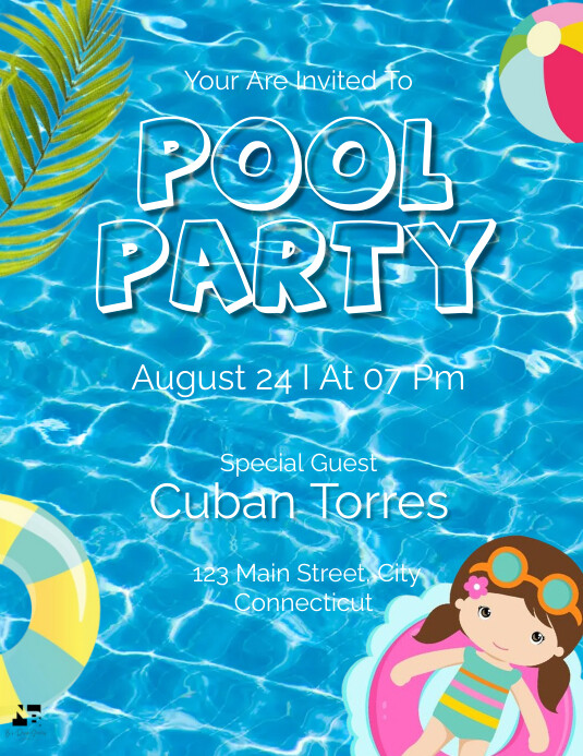 Summer Pool Party Invitation Template