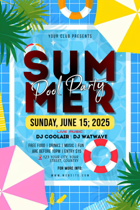 Copy of SUMMER-POOL-PARTY-POSTER-DESIGN-TEMPLATE | PosterMyWall
