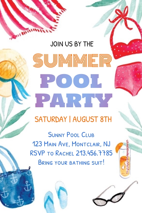 Summer pool party poster Template | PosterMyWall
