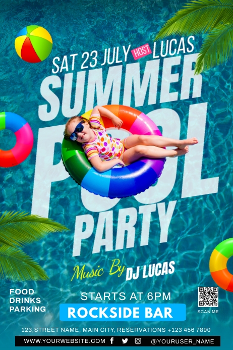 Summer pool party poster Template | PosterMyWall
