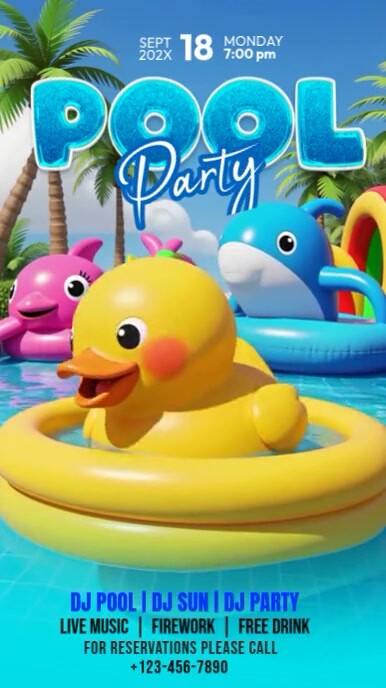 summer pool party reel Template | PosterMyWall