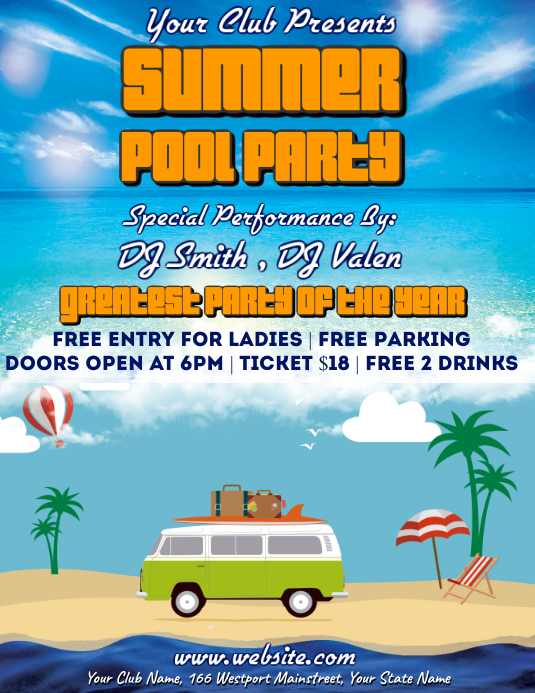 Summer pool party template design | PosterMyWall