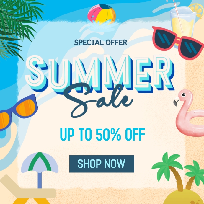 Summer sale Instagram post. Template | PosterMyWall