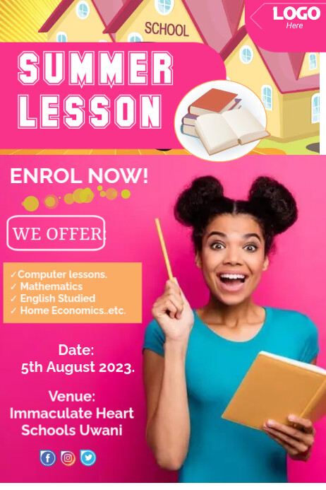 Summer school poster design Template | PosterMyWall