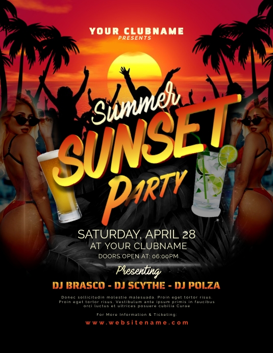 Summer Sunset Party Flyer Template | PosterMyWall