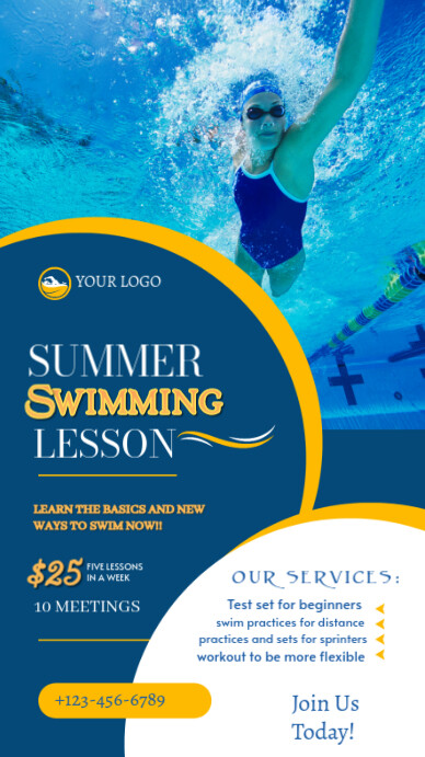 Summer Swimming Lesson Instagram Story Template | PosterMyWall